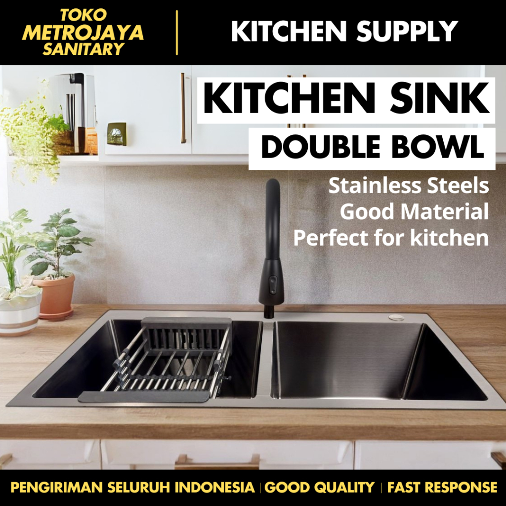 Jual KITCHEN SINK DOUBLE BOWL 8245 GOLD WASTAFEL DAPUR 2 LUBANG ...