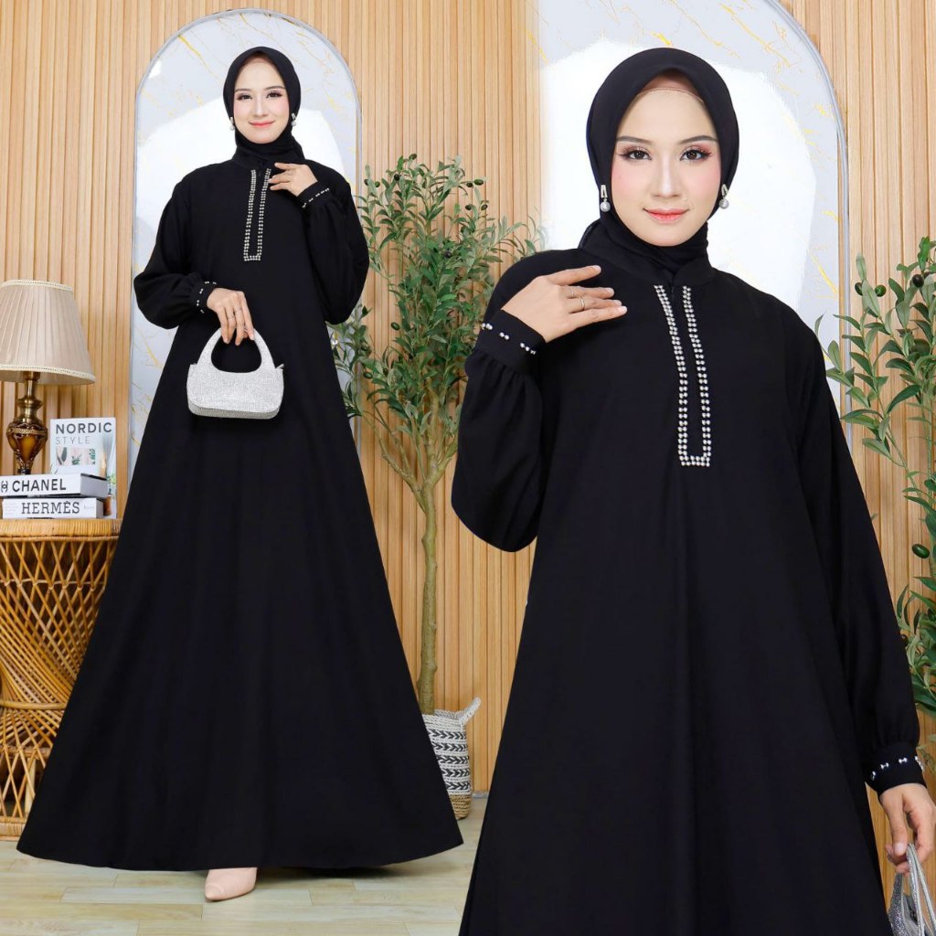 Jual BOO - Abaya mutiara BLACK JET | Shopee Indonesia