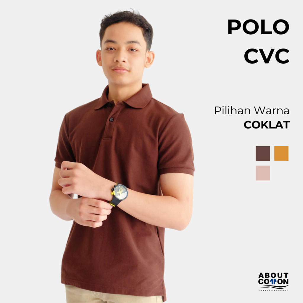 Jual ABOUT COTTON Kaos Polo CVC Pria Wanita – Pilihan Warna Coklat | Shopee Indonesia