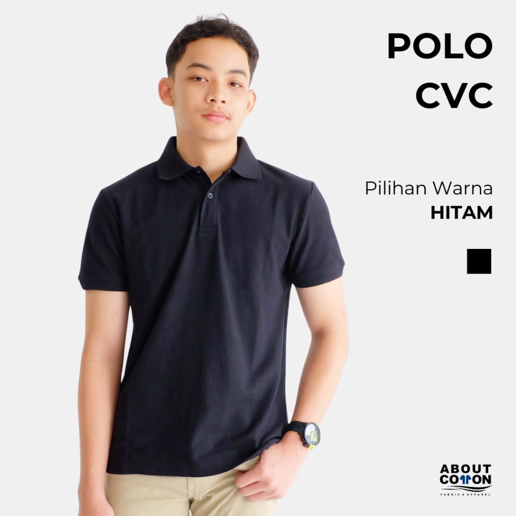 Jual ABOUT COTTON Kaos Polo CVC Pria Wanita – Pilihan Warna Hitam | Shopee Indonesia