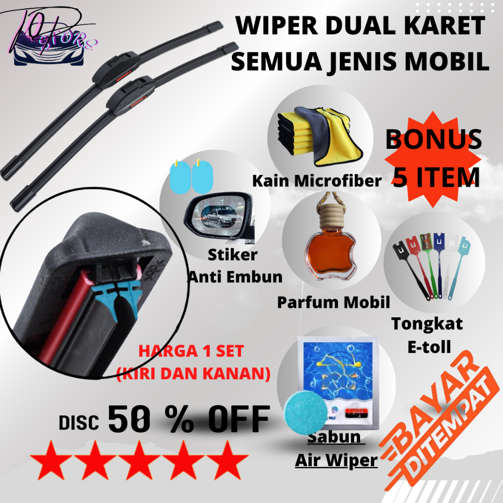 Jual (BISA COD) Wiper Dual Karet Double Karet Frameless Universal Model Karet Ganda Dual Blade ...