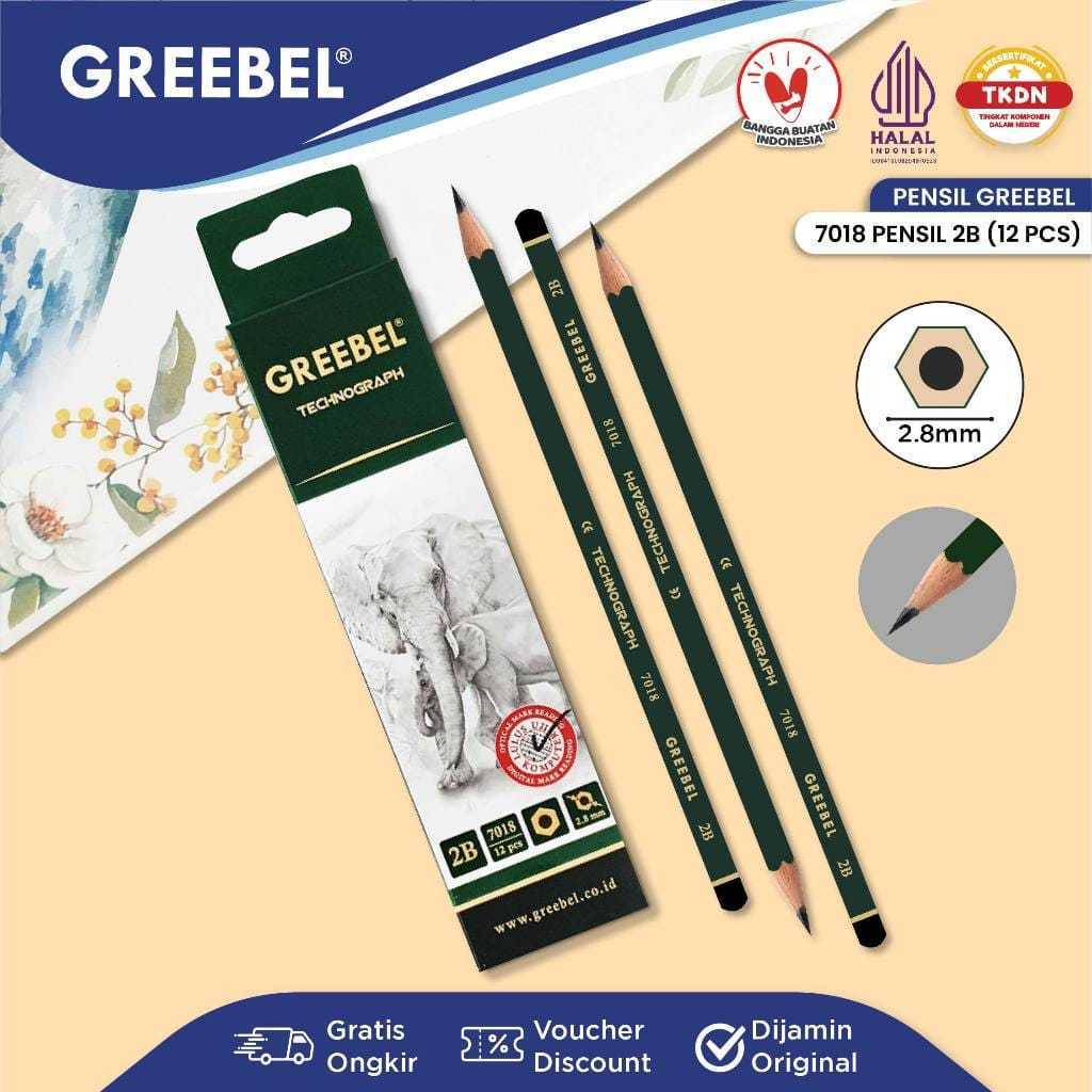 Jual GREEBEL Pensil Ujian 2B (12PCS/SET) / Pensil 2B / Pensil Ujian ...