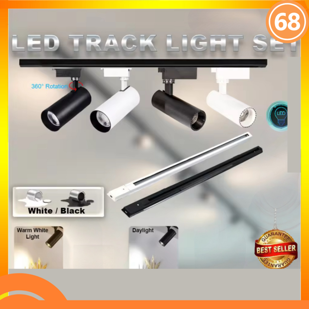 Jual Paket 3 Set Lampu Sorot Rel Rell Spot Track Light Spotlight Tracklight 10W 10 Watt + Rell ...