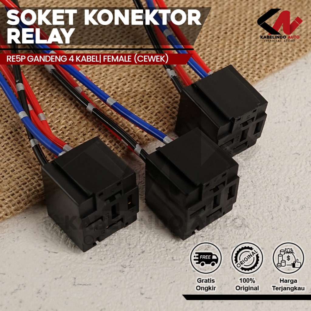 Jual Soket Relay RE5P Gandeng / Socket Cable Relay / Rumah Relay Bangku kaki 4 pin Untuk Klakson ...