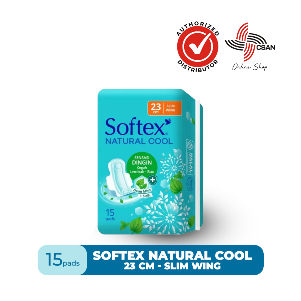 Jual Softex Natural Cool Super Slim 23cm 15 Pads - Pembalut Cool ...
