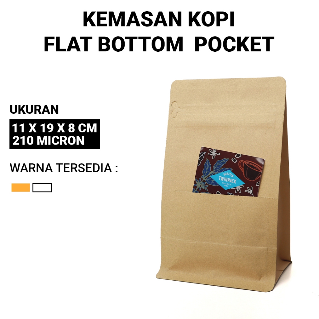 Jual Kemasan Kopi 200 - 250 Gram Ziplock Kraft Paper Flat Bottom Pocket | Valve | Packaging Kopi ...