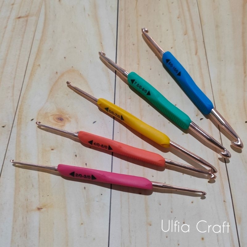 Jual Jarum Rajut Crochet Double Hook Alumunium Dengan Pegangan Karet ...