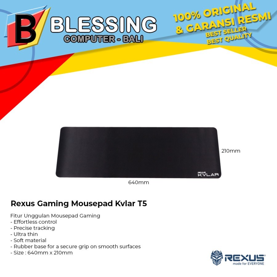Jual MousePad Gaming Rexus KVLAR T5 (210x640) / Mousepad Gaming ...