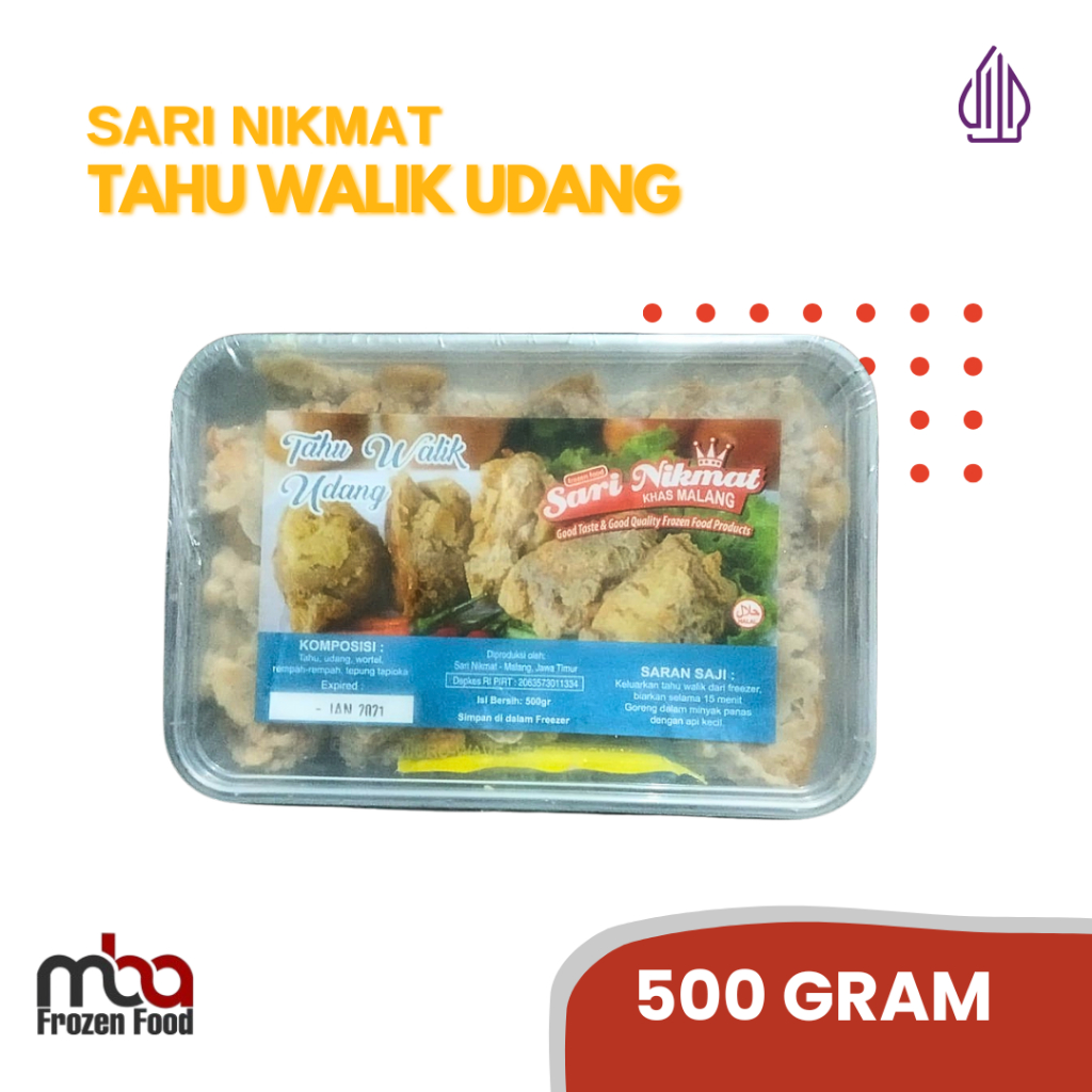 Jual Sari Nikmat Tahu Walik Udang Isi 10 pcs, 500 gr /Bakso /Baksosapi ...