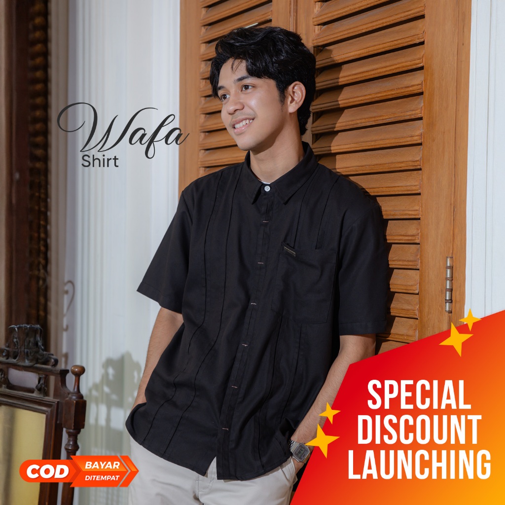 Jual JILBRAVE Wafa Shirt Kemeja Pria Koko Polos Basic Lengan Pendek ...