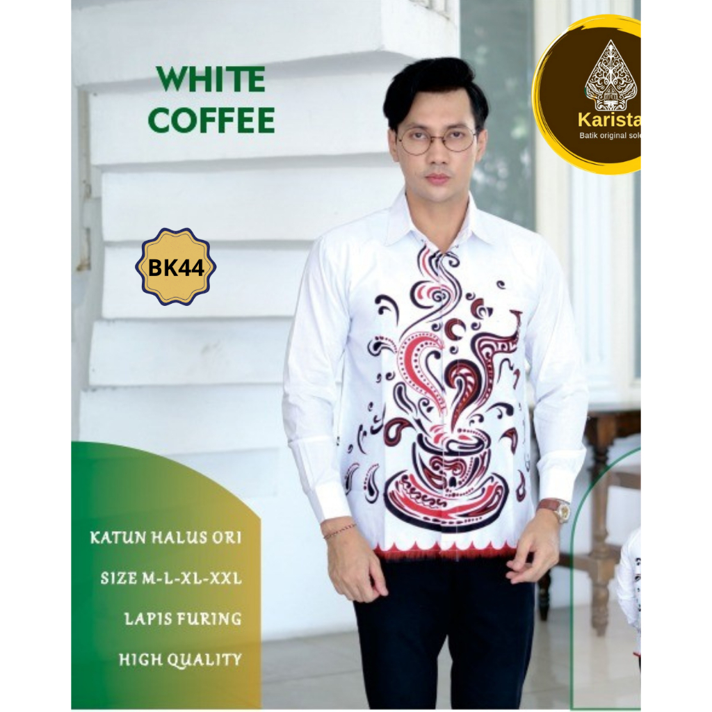 Jual BATIK WHITE COFFEE - BATIK SOLO KARISTA ORIGINAL | Shopee Indonesia