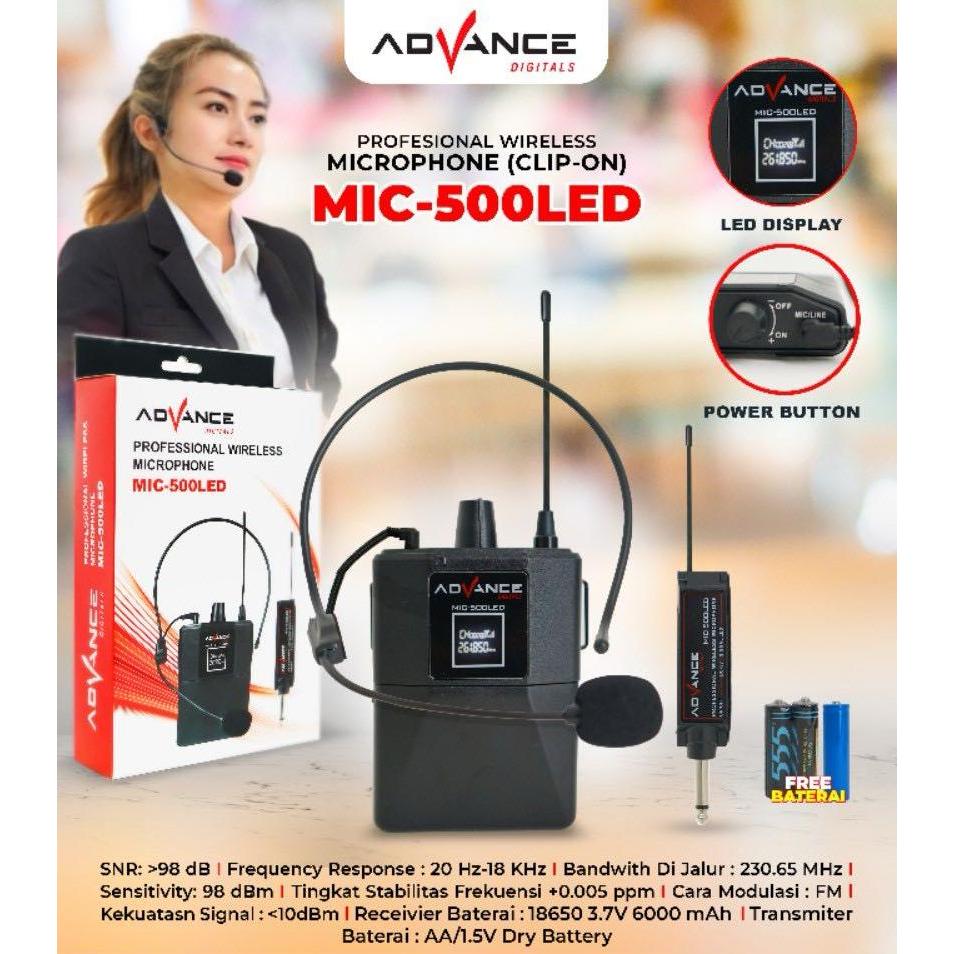 Jual Advance Mic-500 LED Mic Bando Wireless Mic Clip On / Microphone Eksternal Wireless mic ...