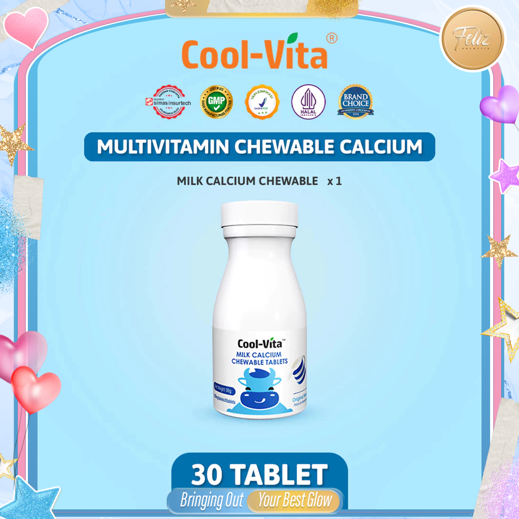 Jual * FELIZ * COOL VITA Milk Calcium Chewable Tablets Original Flavor ...