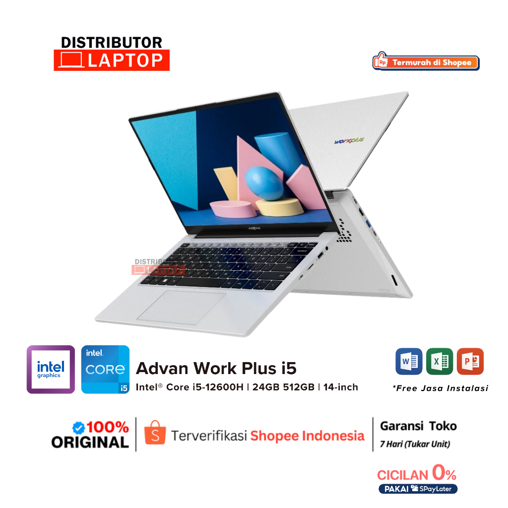 Jual [ PROMO ] ADVAN Work plus i5-1235U RAM 24GB 512GB SSD 14" FHD IPS ...
