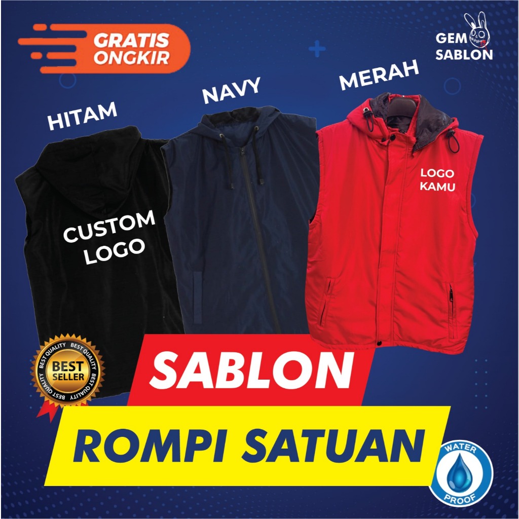 Jual ROMPI MERAH NAVY HITAM POLOS PARASUT JAKET VEST MERAH PDIP CUSTOM ...