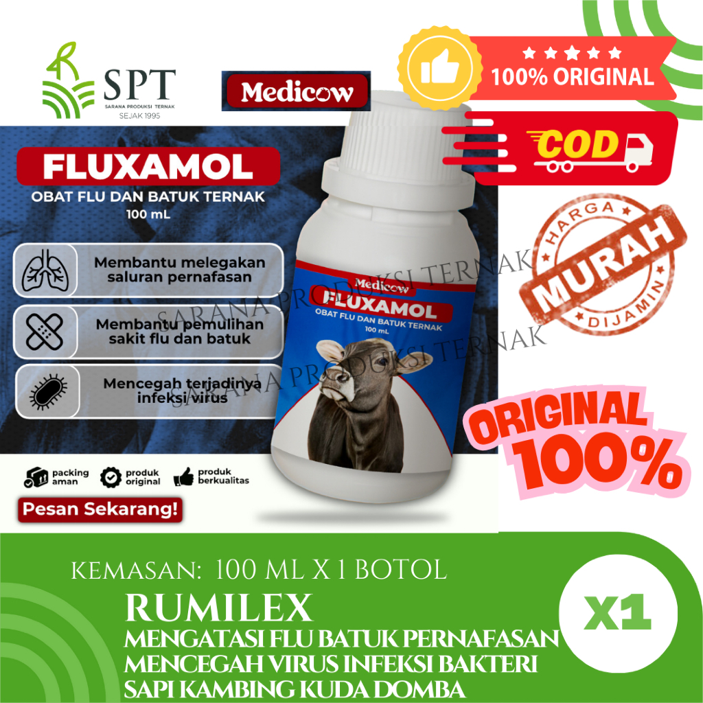 Jual MEDICOW FLUXAMOL 100 ML x 1 BOTOL OBAT FLU BATU HEWAN TERNAK SAPI ...