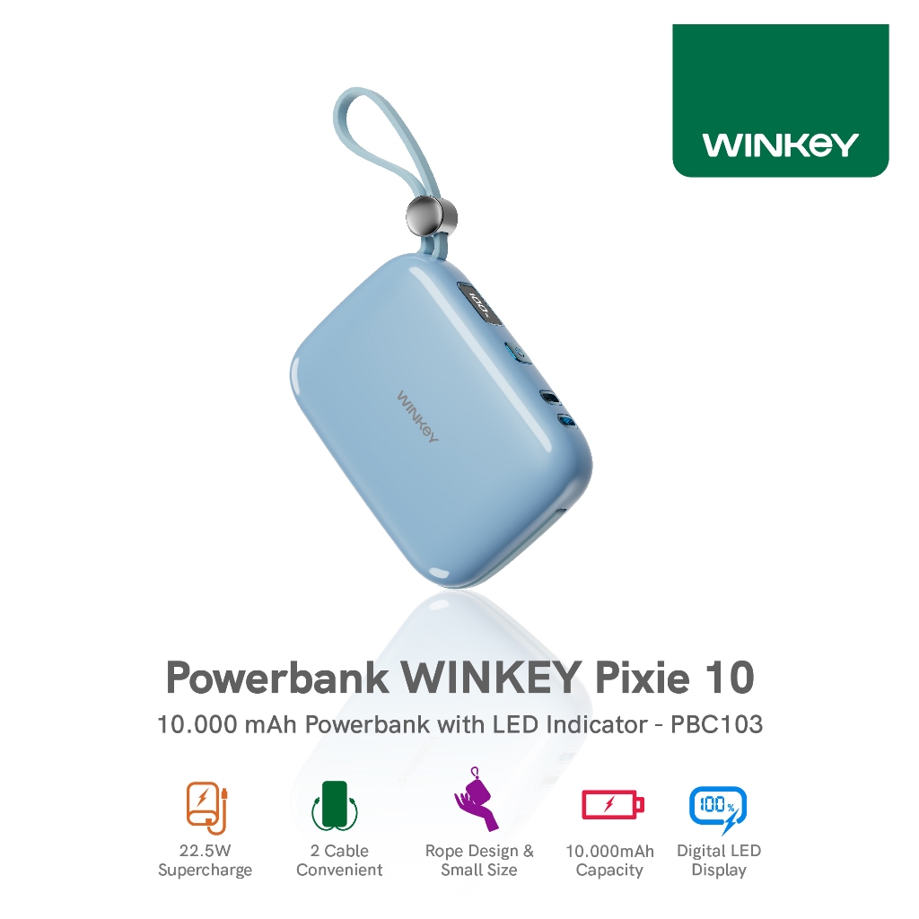 Jual WINKEY Power Bank Pixie 10000mAh 22.5W PD 20W Built-in USB-C ...