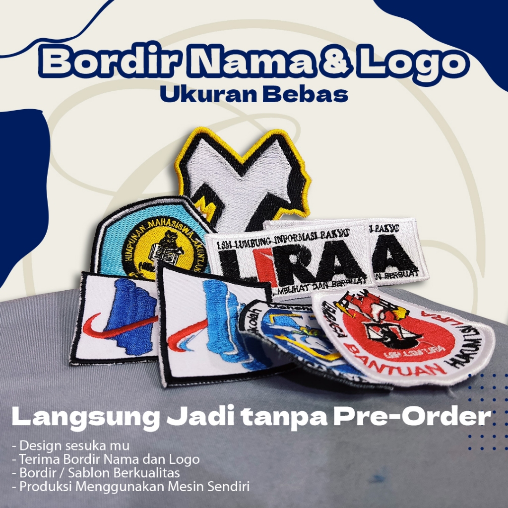 Jual Custom Logo Patch - Bordir Nama - Bordir Logo satuan - Bordir ...