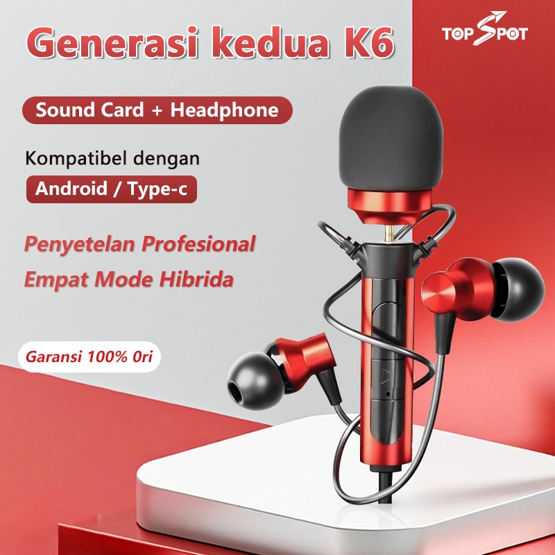 Jual Topspot SoundCard Headset Mic K6 Headset Bass For Gaming Live ...