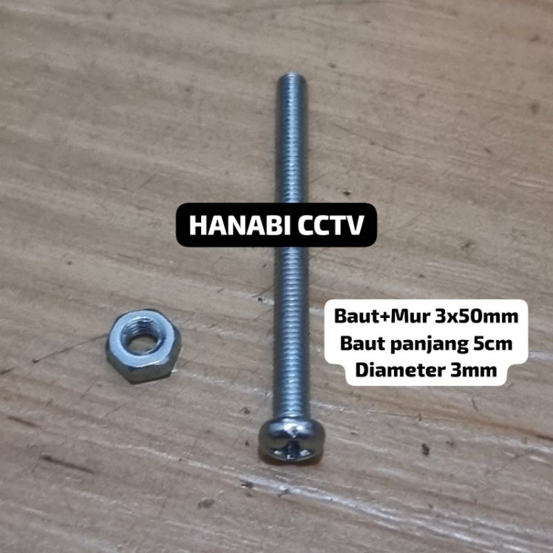 Jual Baut + Mur 3X50mm Baut JP M3 x Panjang 5cm Diameter 3mm | Shopee Indonesia