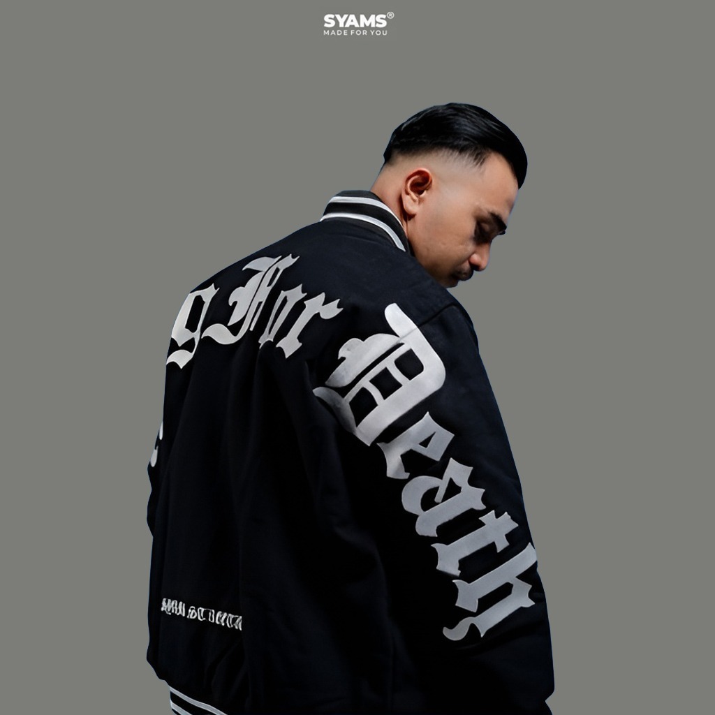 Jual Syams Wear Varsity Jacket Eternal Black Flecee 440 GSM | Shopee ...