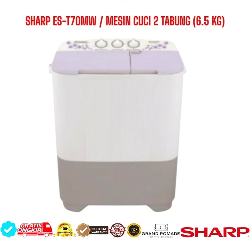 Jual MESIN CUCI SHARP 2 TABUNG ES-T70MW 6.5 KG | Shopee Indonesia
