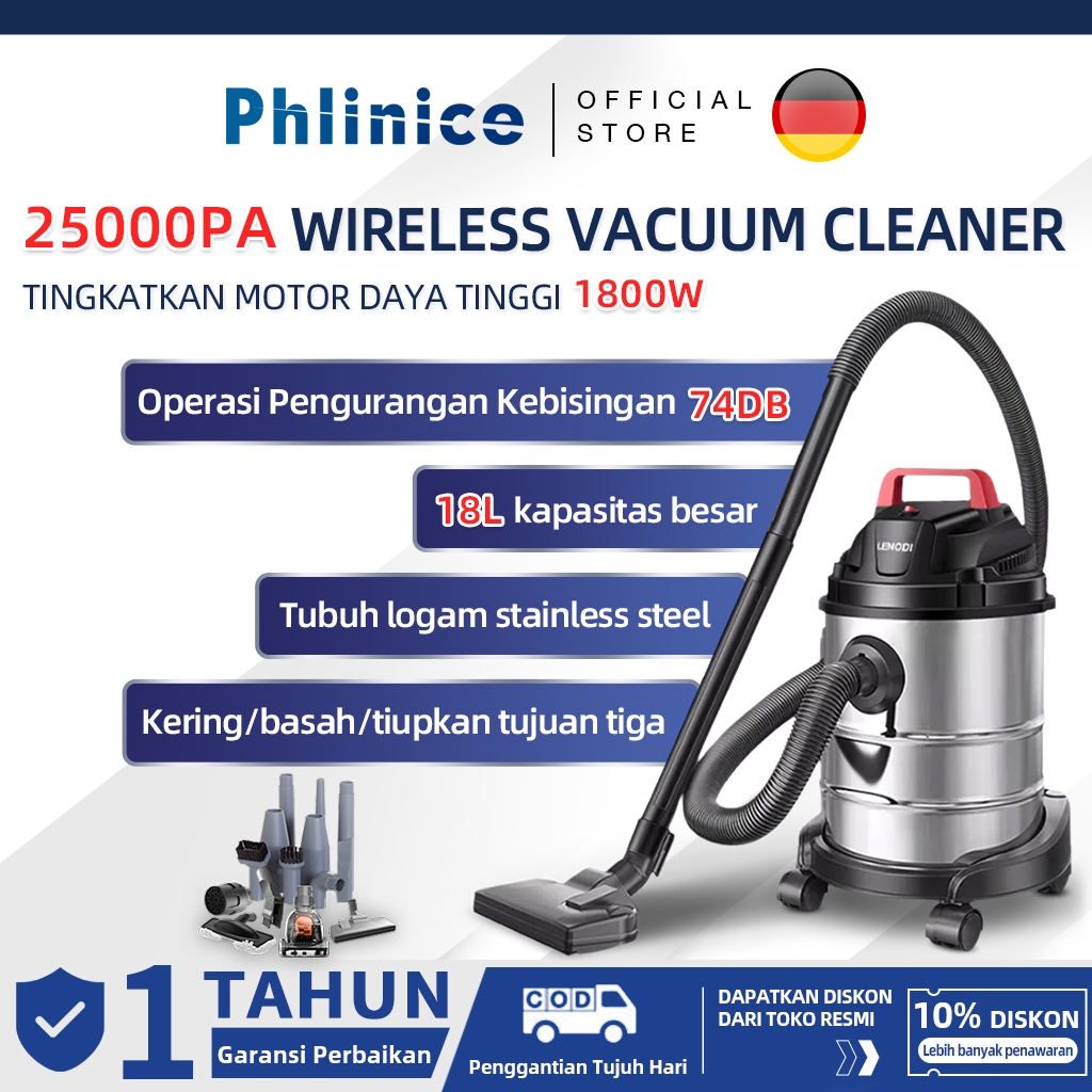 Jual Phlinice Vacuum Cleaner 18L 2000W 3in1 Vakum/Air Hisap/Blower ...