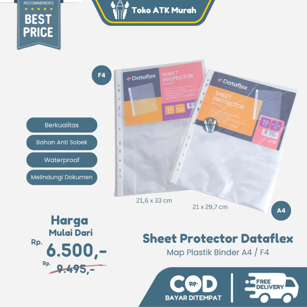 Jual Sheet Protector A4 / F4 Data Flex - Map Plastik Dokumen PP Pocket ...