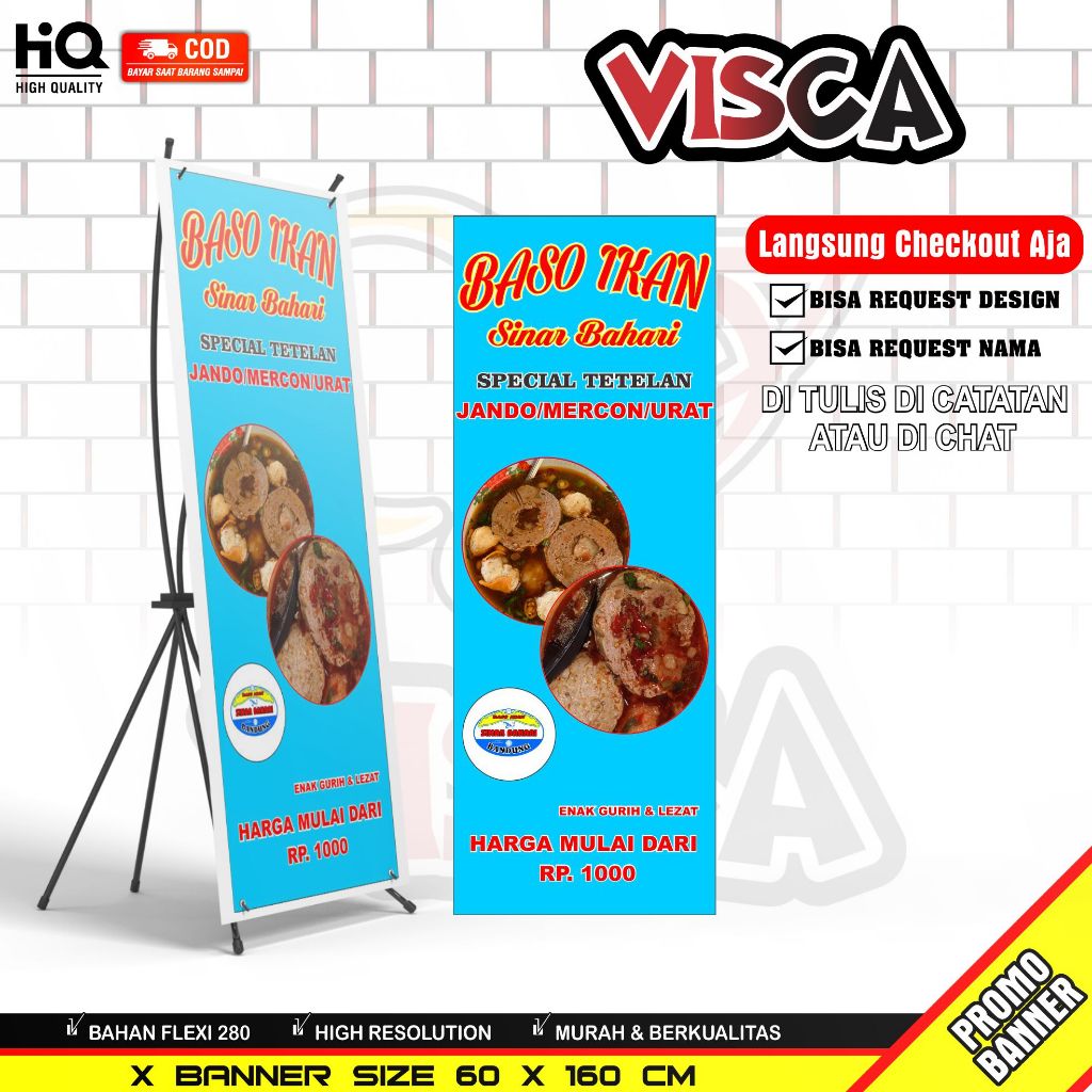 Jual Spanduk X Banner Baso Ikan Request Bisa Ganti Nama Toko - Ukuran ...