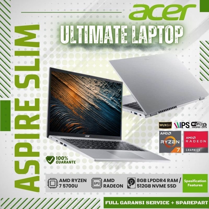 Jual LAPTOP ACER ASPIRE SLIM A314-42P-R8PQ AMD RYZEN 7-5700U RAM 8GB ...