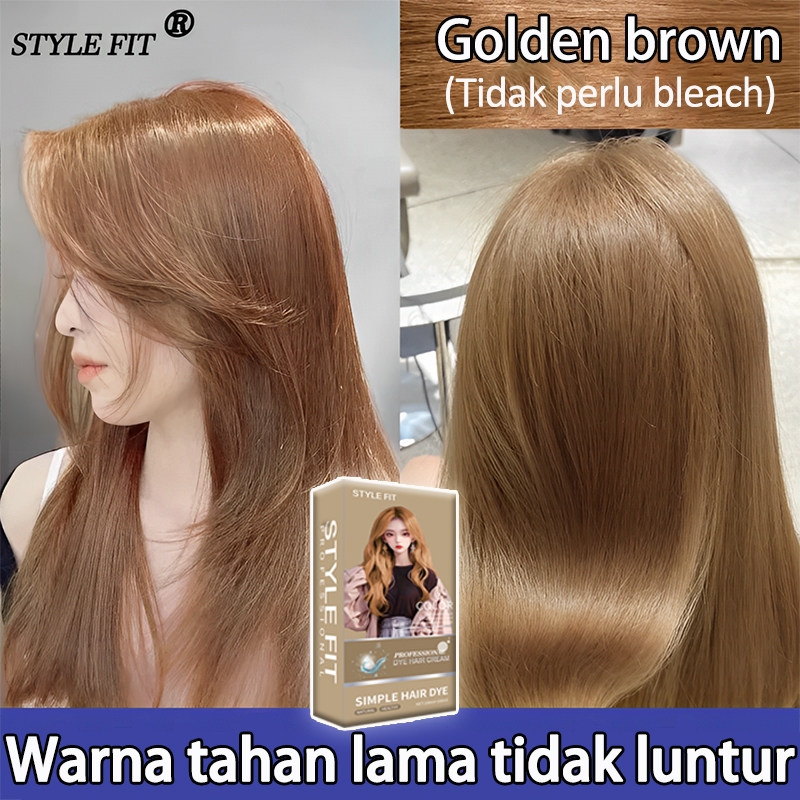 Jual 【Pengiriman cepat】STYLE FIT cat rambut golden brown*200ml, tahan ...