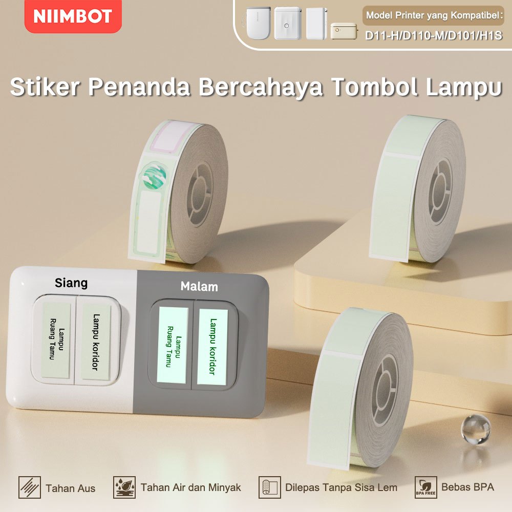 Jual NIIMBOT D11/D110/D101 Label Pencetakan Luminous Lem (13x35mm/90pcs ...