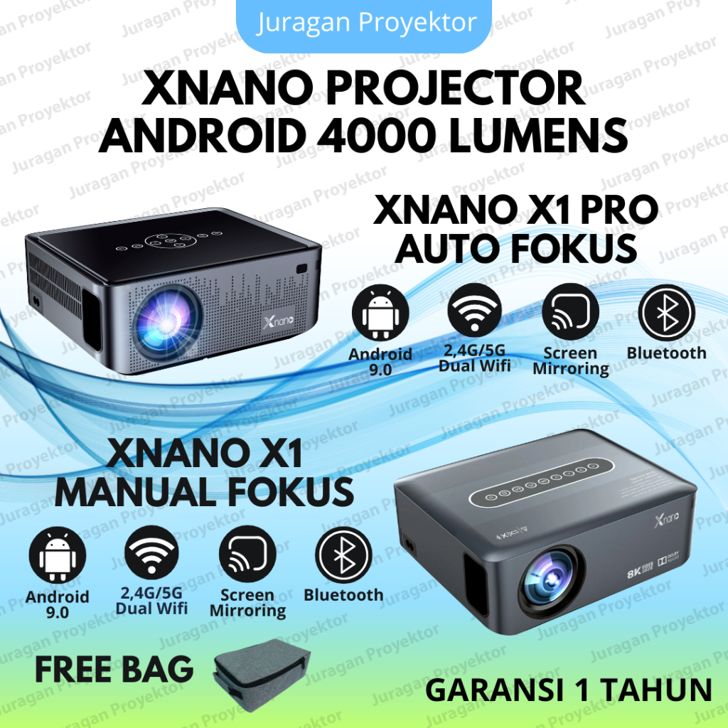 Jual Proyektor LED XNANO X1 PRO Android Wifi 4000 Lumens | Projector Mini Portable Bluetooth ...