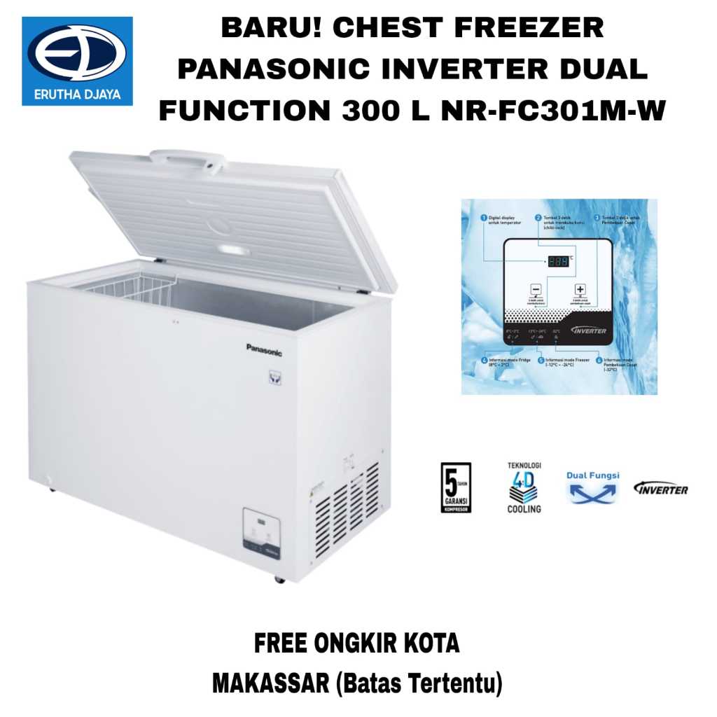 Jual CHEST FREEZER PANASONIC INVERTER DUAL FUNCTION 300 L NRFC301MW ...