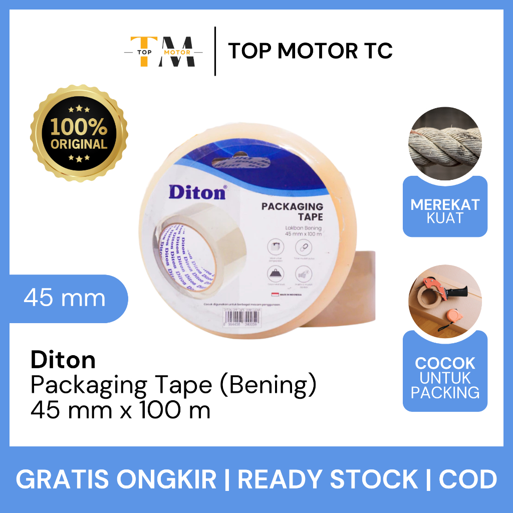 Jual Diton Home | Isolasi Lakban Transparan Packaging Tape Bening 45 mm ...