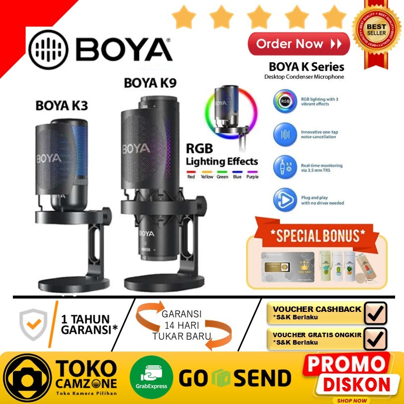 Jual Boya K3 / Boya K9 Vibrant Lighting Condenser USB Microphone Boya BY-K3 / BY-K9 Desktop ...