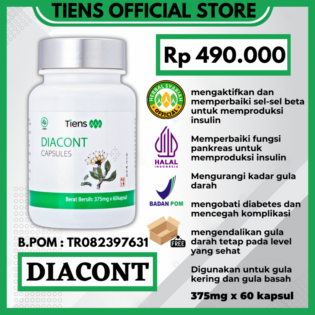 Jual Tiens Diacont 60 Kapsul Obat Diabetes Menurunkan Gula Darah ...