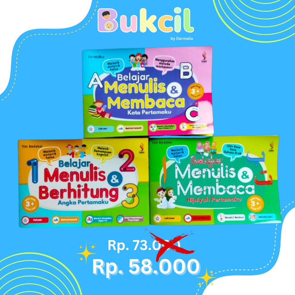 Jual Buku Anak Calistung menulis membaca berhitung Huruf Angka Hijaiyah ...