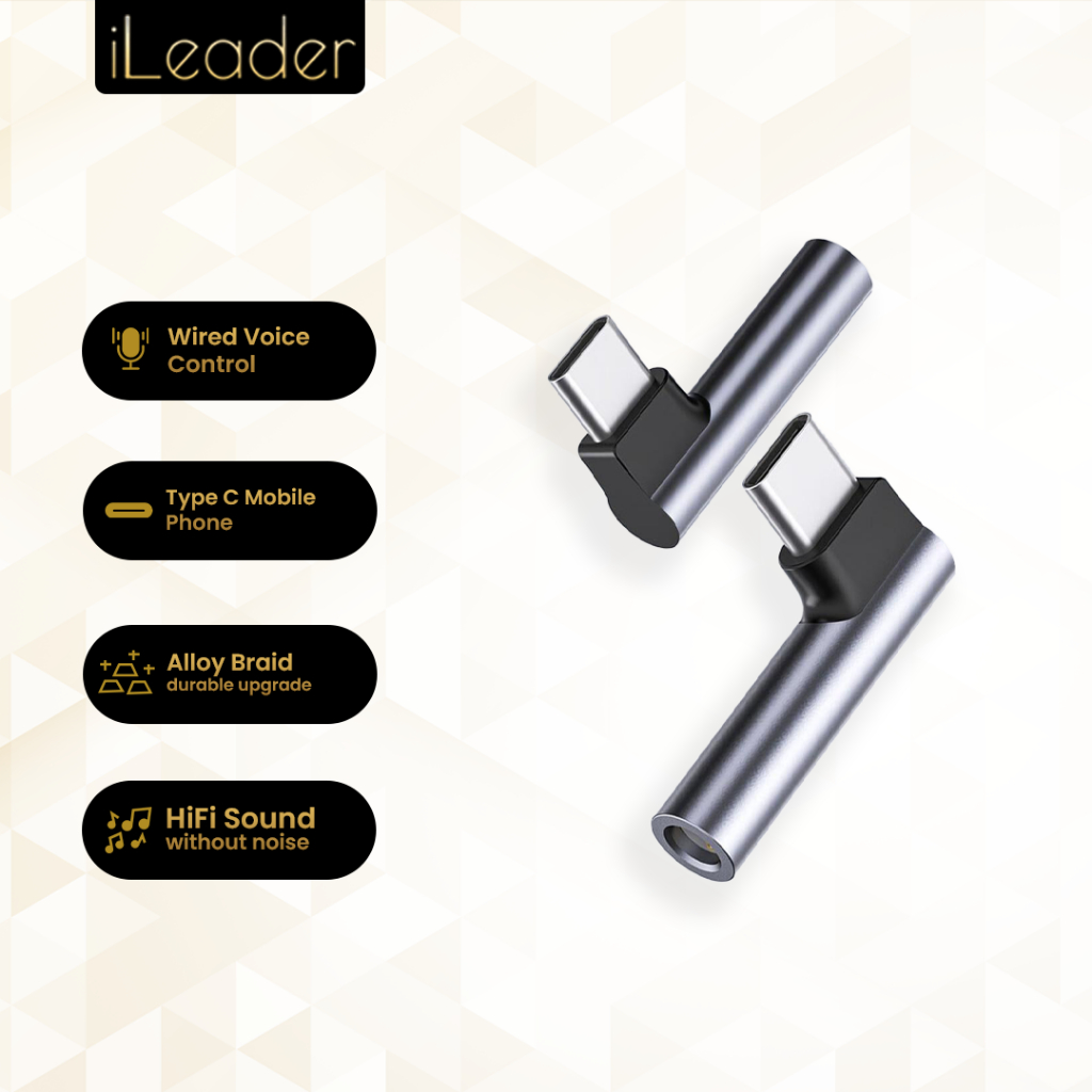 Jual iLeader L-Shaped Type-C to 3.5mm Audio Adapter Audio Jack ...
