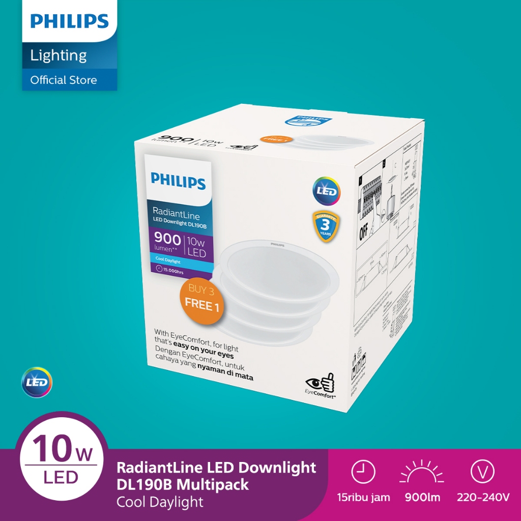 Jual Philips Multipack Lampu Downlight Radiantline DL190B LED6 D125 10W ...