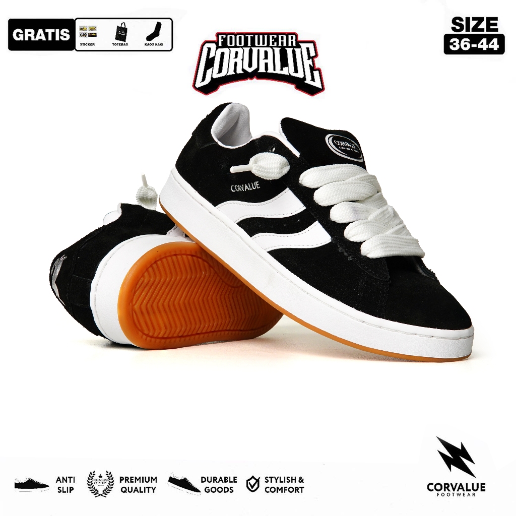 Jual CORVALUE - Castle Black White OG | Sepatu Sneakers Pria Wanita ...