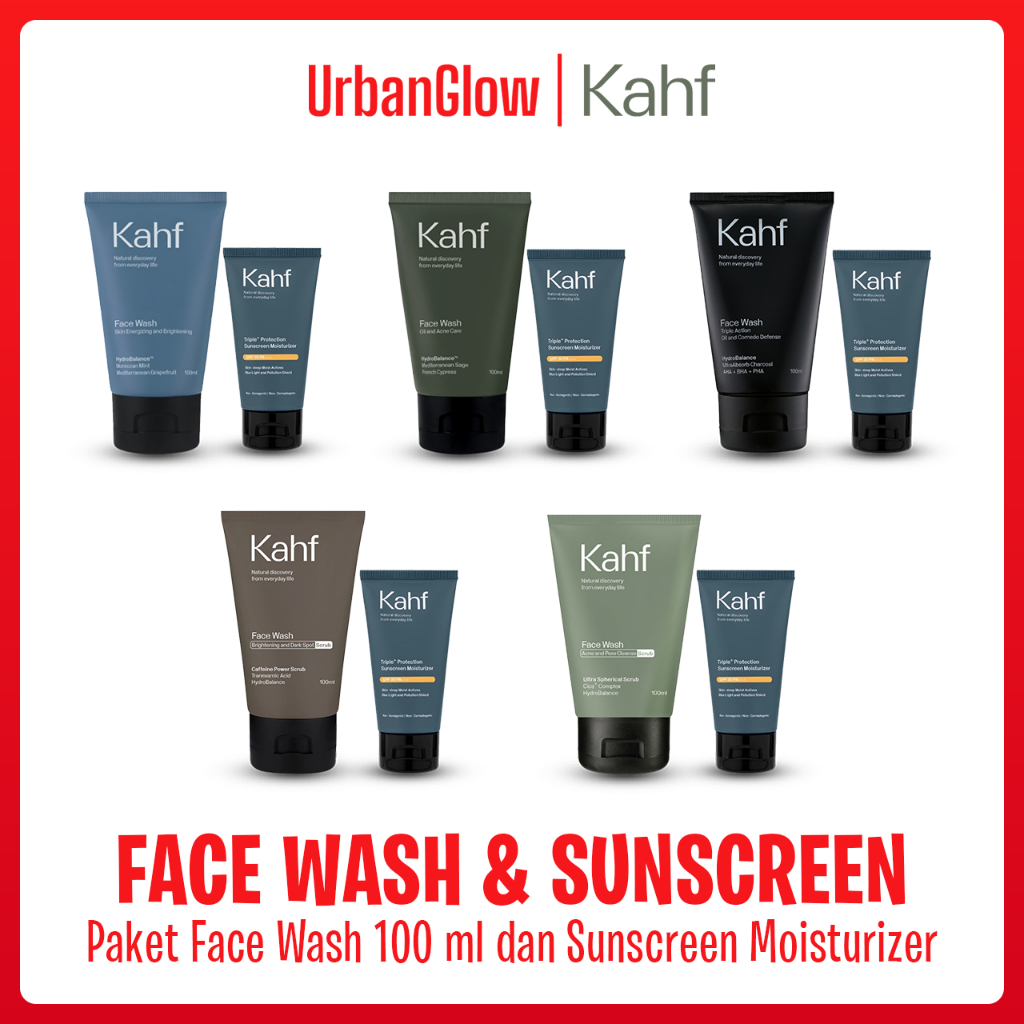 Jual KAHF Paket Face Care Isi 2 Pcs - Face Wash & Suncsreen Moisturizer ...