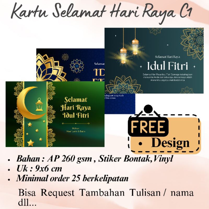 Jual Kartu Hari Raya Idul Fitri C1 / Greeting Card Hari Raya,/ Stiker ...