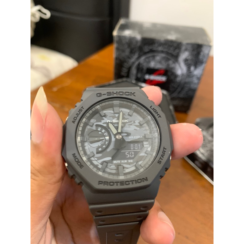 Jual Casio G-Shock GA-2100CA-8ADR CasiOak Utility Camo Digital Analog Dial Grey Resin Band ...