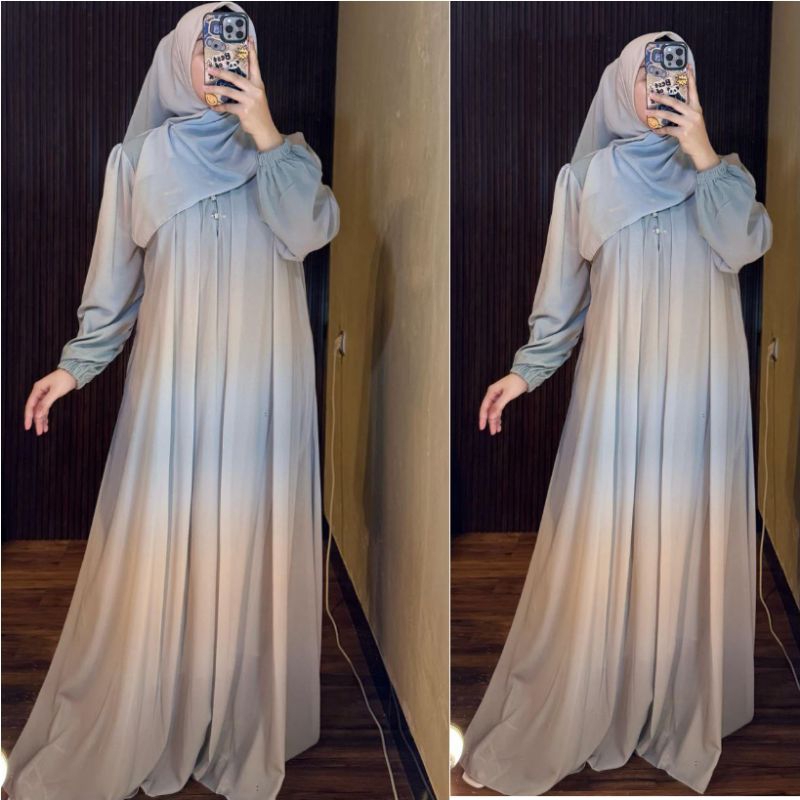 Jual Gamis Gradasi Set Hijab Series Raya Pakai Full Furing Tidak ...