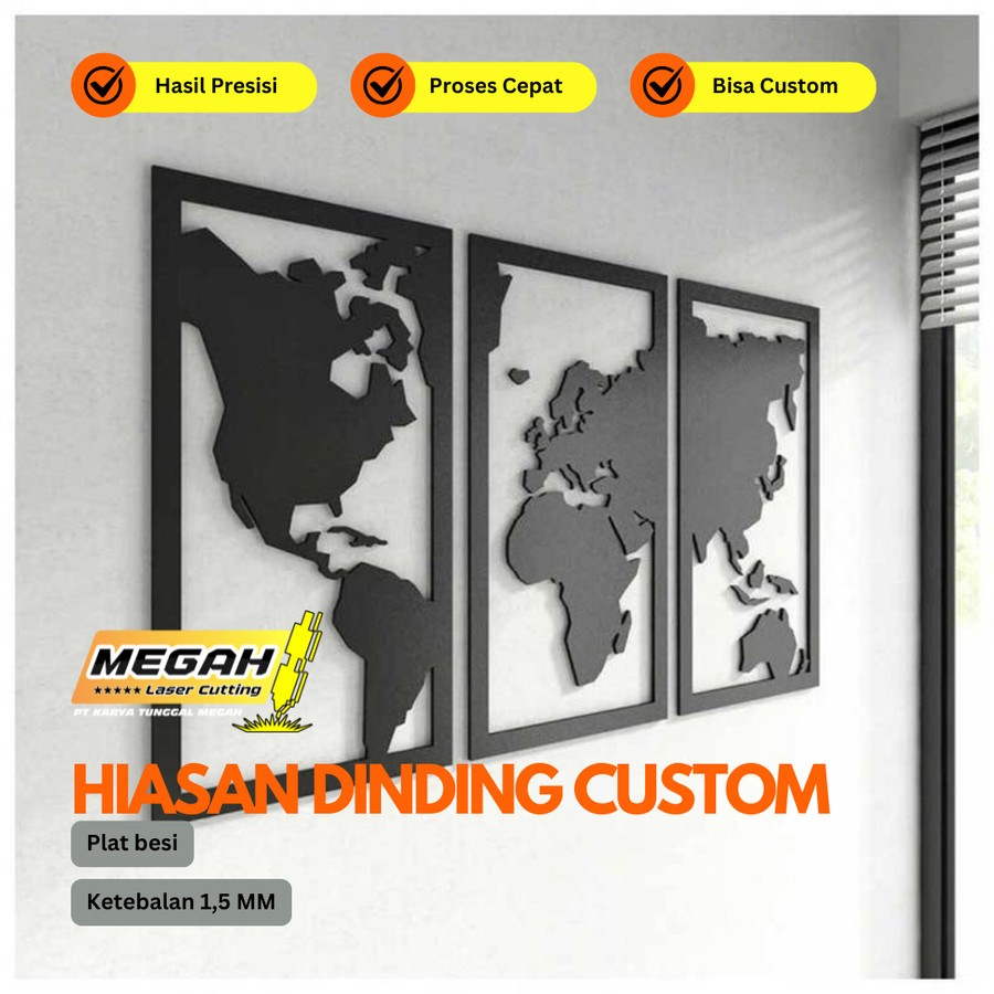 Jual Dekorasi Metal Dinding Laser Cutting Custom - 1 MM, 40 CM x 40 CM ...