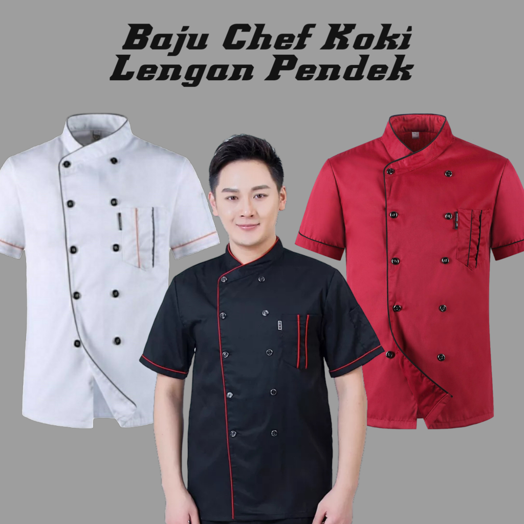 Jual Kitchen.Official Baju Kameja Koki Chef Jacket Lengan Pendek ...