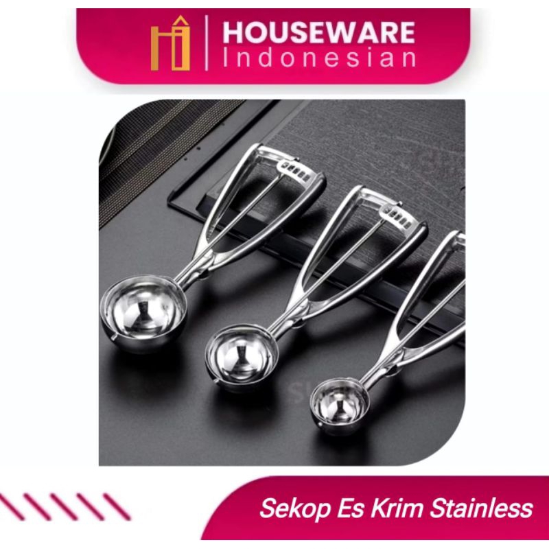 Jual Sekop Es Krim Stainless Steel / Ice Cream Scoop Diameter 4cm & 5cm ...