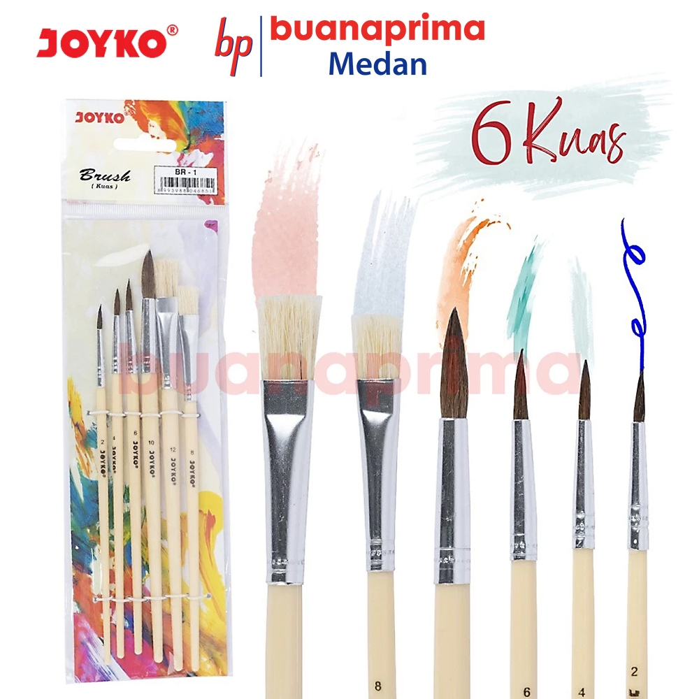 Jual KUAS LUKIS JOYKO BR-1 Brush 1 Set isi 6 Kuas Cat Air Acrylic ...