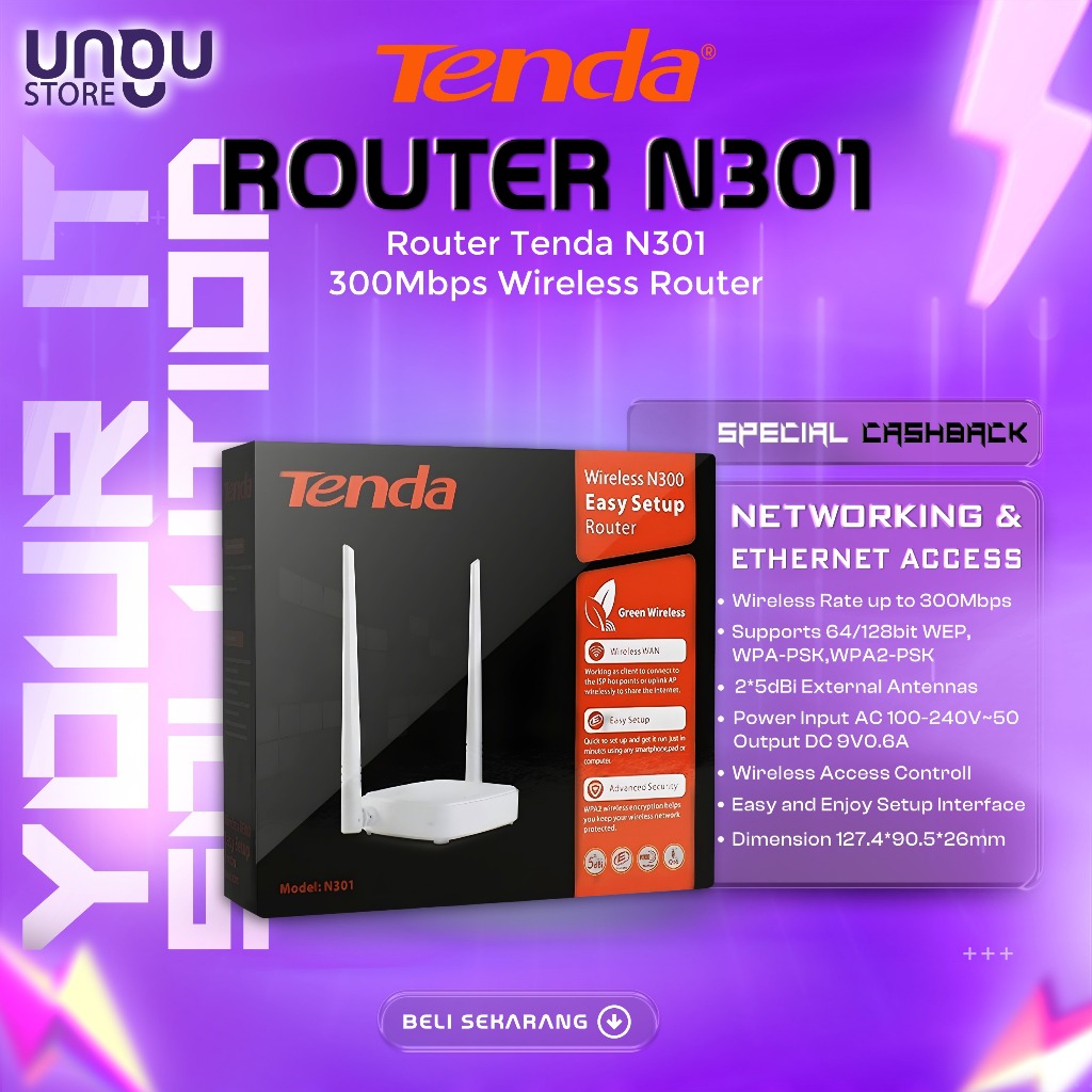 Jual Tenda N301 Multi Mode Router Wireless WiFi Antena 2 N300 Easy Setup | Shopee Indonesia